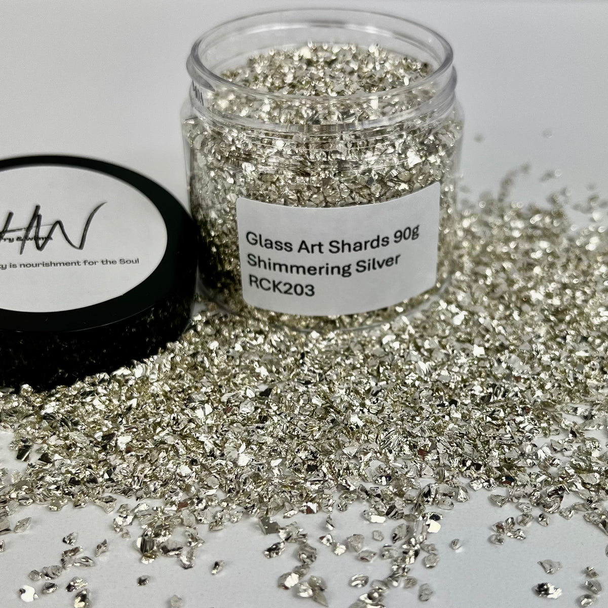 Glass Art Shards 90g Jar - Shimmering Silver — Harry & Wilma