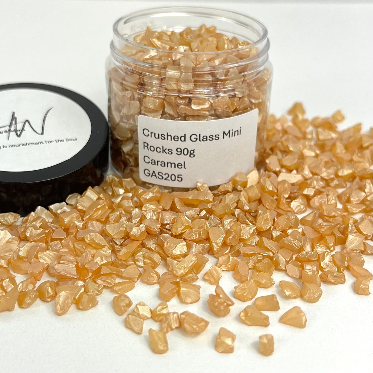 Crushed Glass Mini Rocks 90g Jar - Caramel — Harry & Wilma