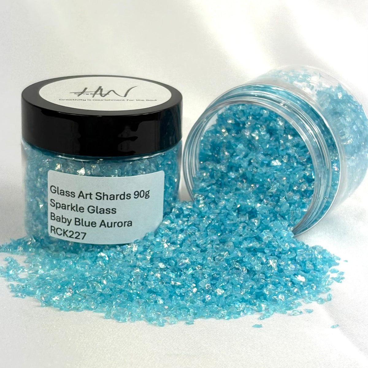 Glass Art Shards 90g Jar - Sparkle Glass Baby Blue Aurora — Harry & Wilma