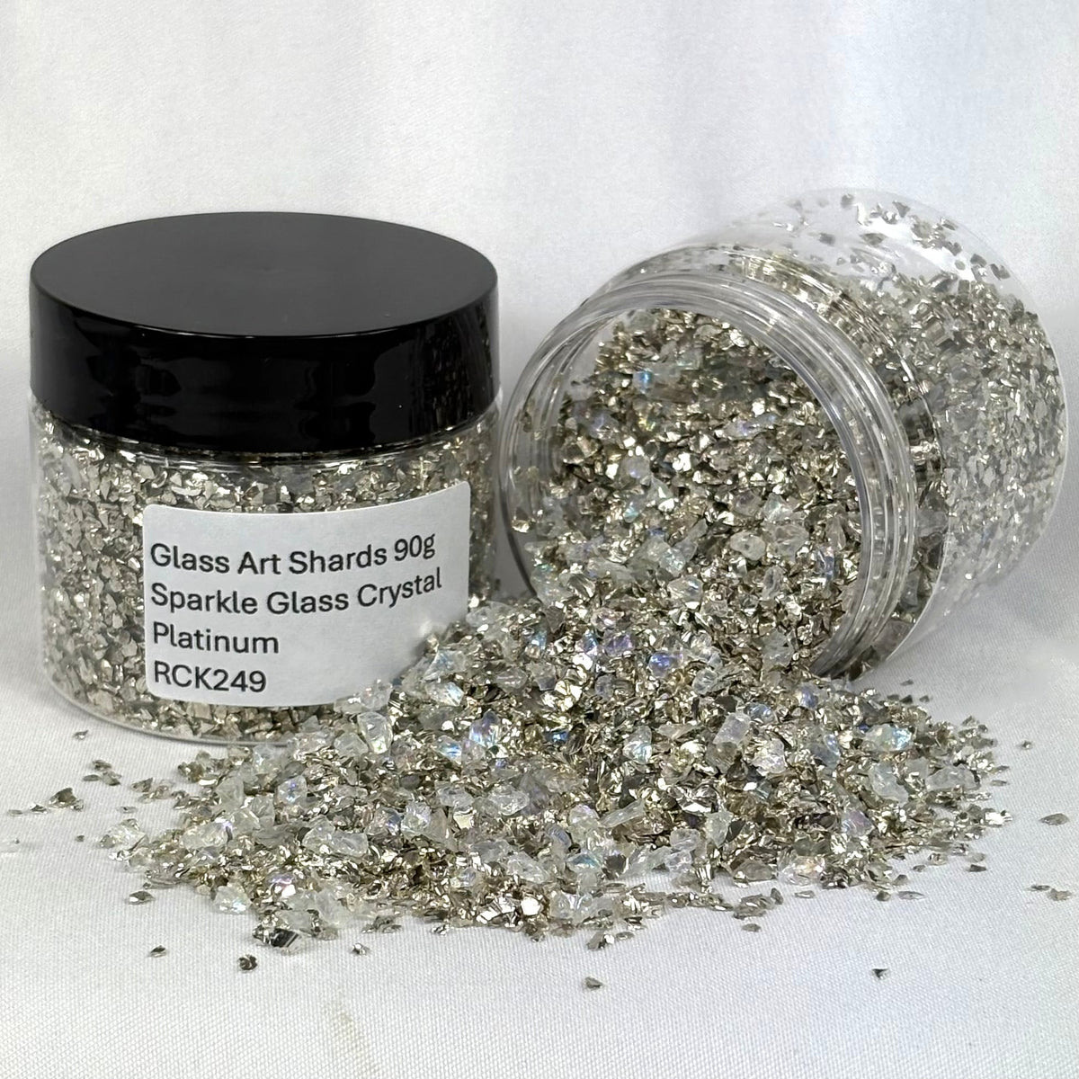 Glass Art Shards 90g Jar - Sparkle Glass Crystal Platinum — Harry & Wilma