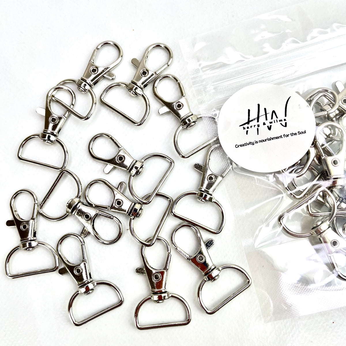 Key Ring D Shaped Swivel Silver (Nickel Free) 12pcs — Harry & Wilma